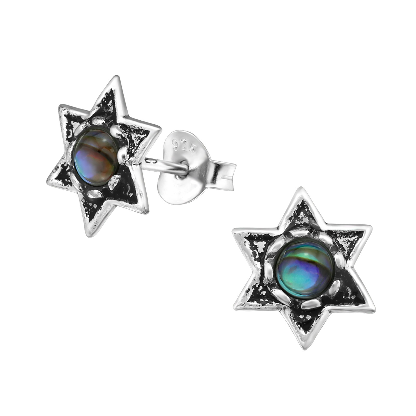 Davidsstjerne - Sølv Simple ørestikker